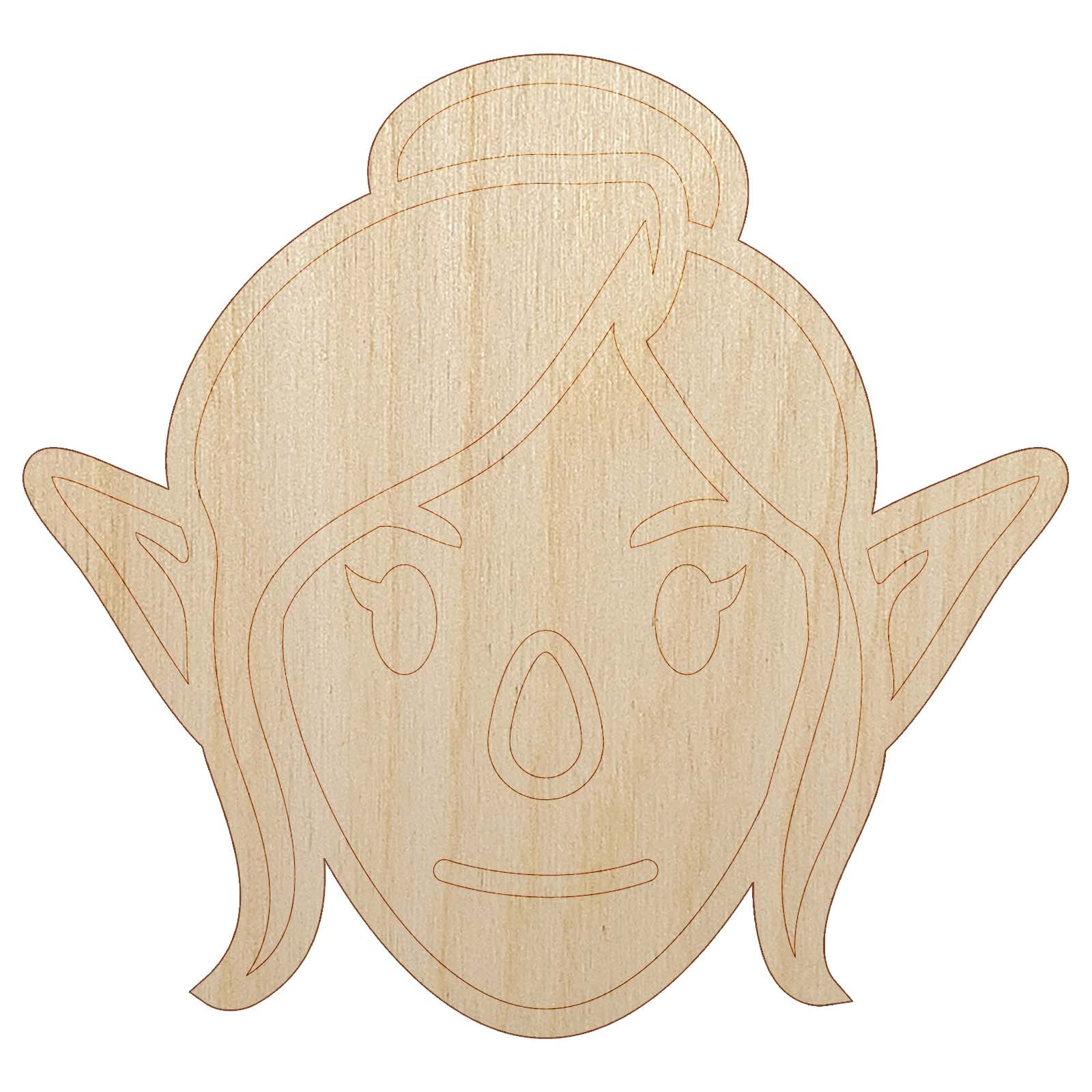 Elf Female Character Face Wood Shape Unfinished Piece Cutout Craft DIY ...