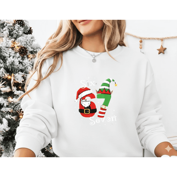 Elf Funny Six Seven Meme Holiday Pajamas Kids Festive Art Sweatshirt up ...