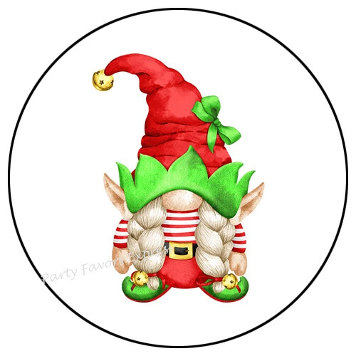 Elf Gnome Girl Christmas Stickers Party Favors Phone Decal Water Bottle ...