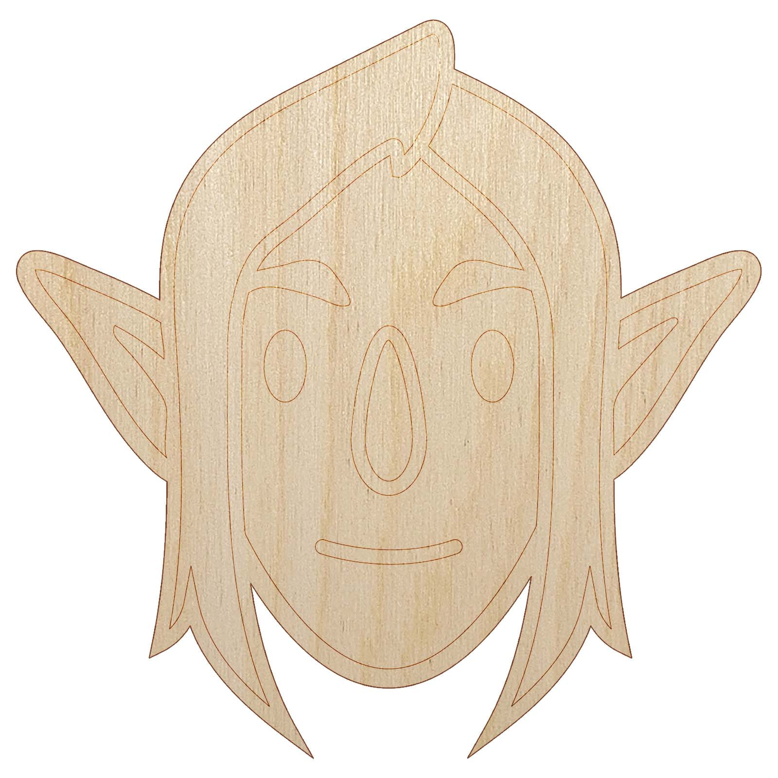 Elf Male Character Face Wood Shape Unfinished Piece Cutout Craft DIY ...