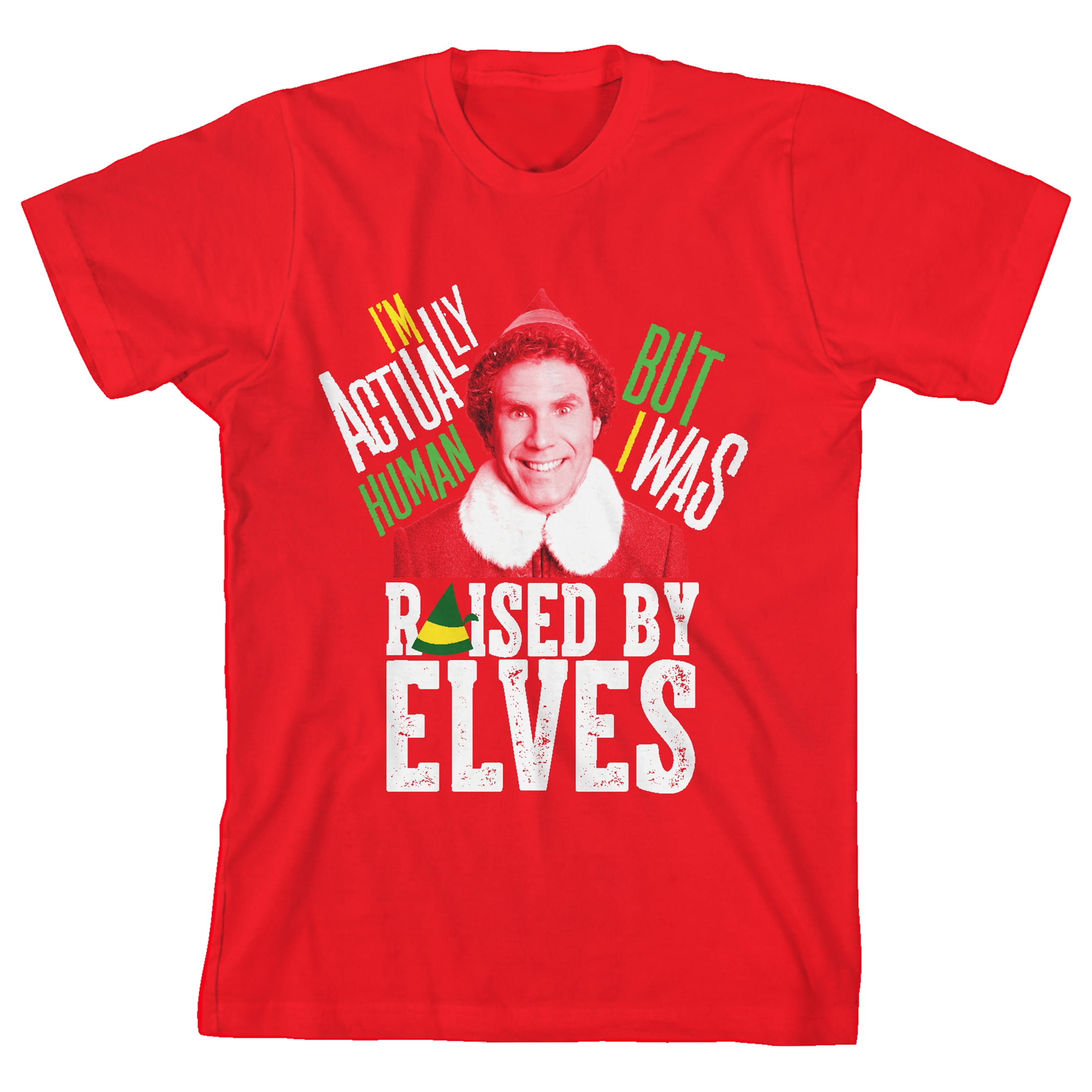 Elf Movie I'm Actually Human But I Was Raised By Elves Youth Red ...