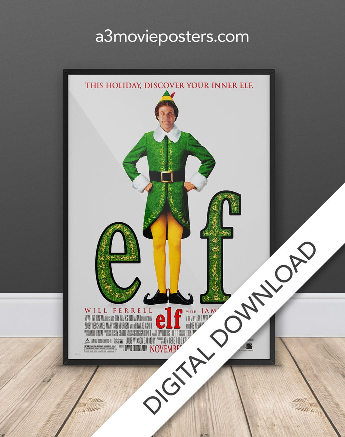 Elf - Movie Poster - Digital Poster Download, 300Dpi Jpeg, A3 And ...