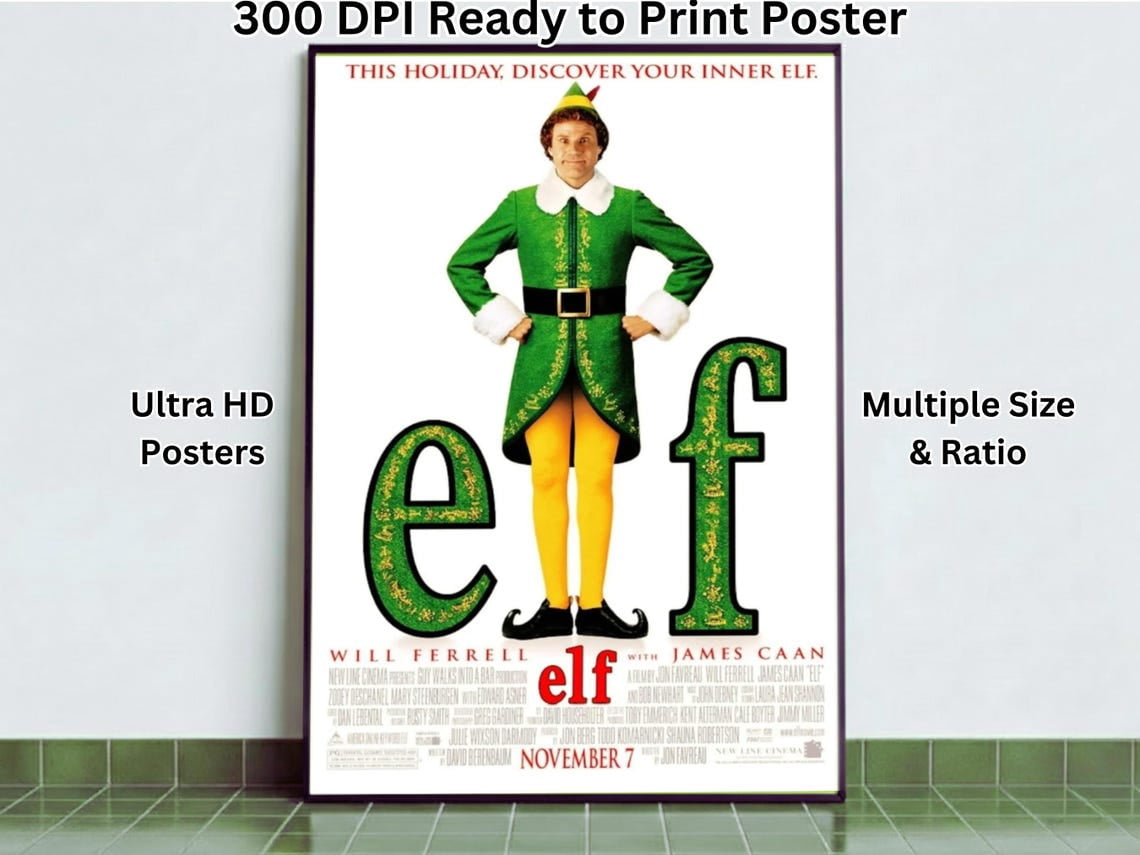 Elf Movie Poster - Vintage & Funny Christmas Cinema Wall Decor - Buddy ...