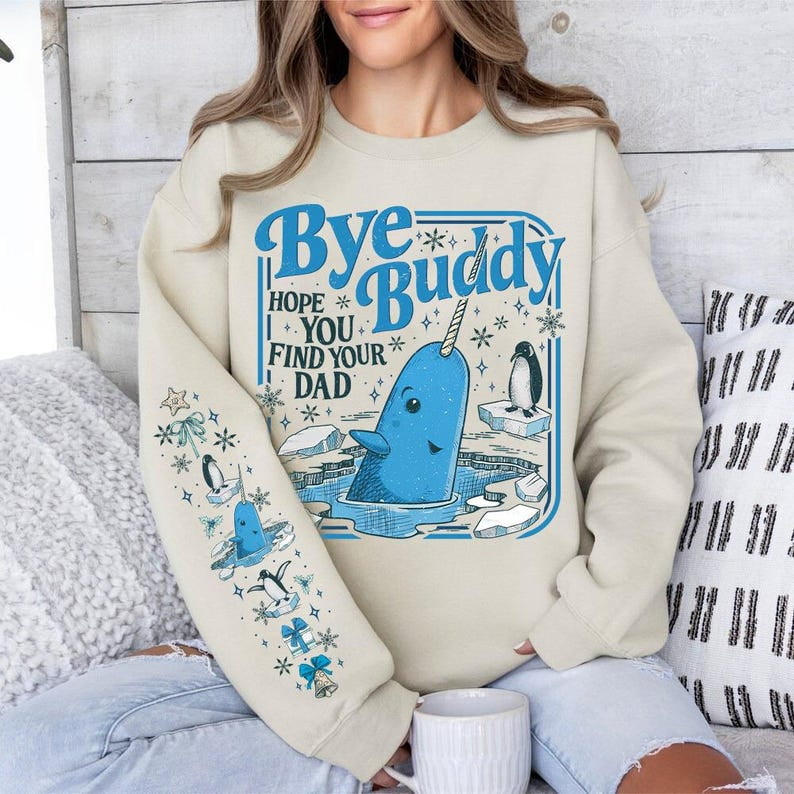Elf Movie Sweatshirt, Buddy Narwhal Xmas Sweater - Sizes S-5XL ,Art ...