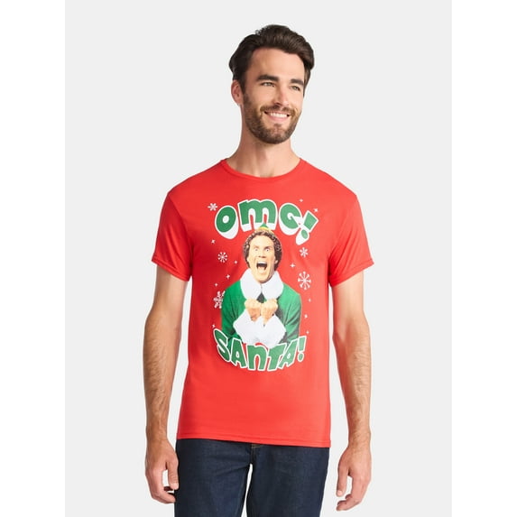 Elf OMG Santa Men's and Big Men's Holiday Graphic Tee, Sizes S-3XL ...