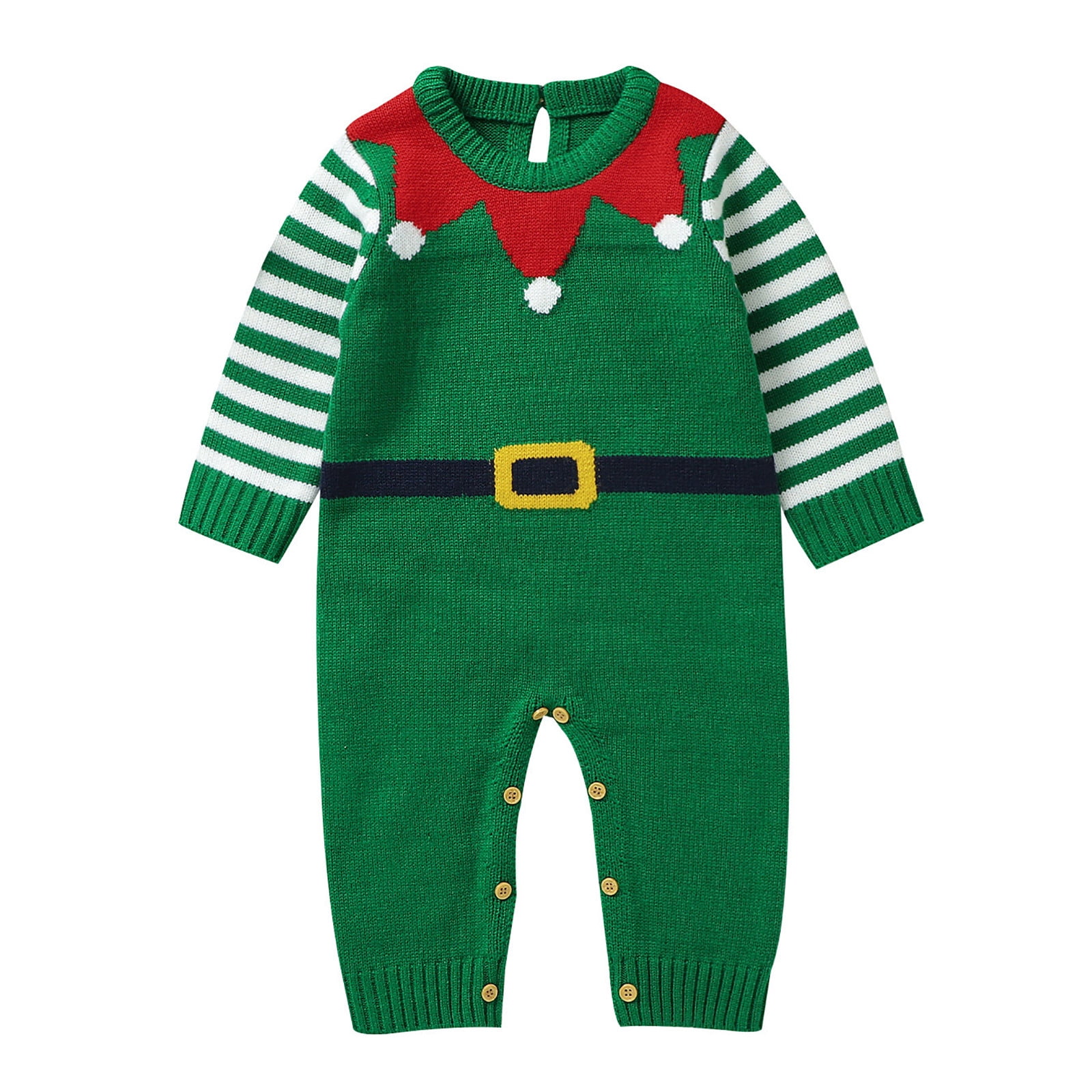 Elf Outfit Baby Long Sleeve Elf Sweater Rompers Jumpsuits Party Dress ...