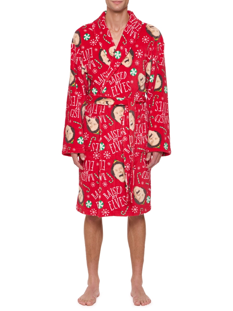 ELF Men's Red Plush Robe with Belt and Pockets, Sleepwear - Walmart.com