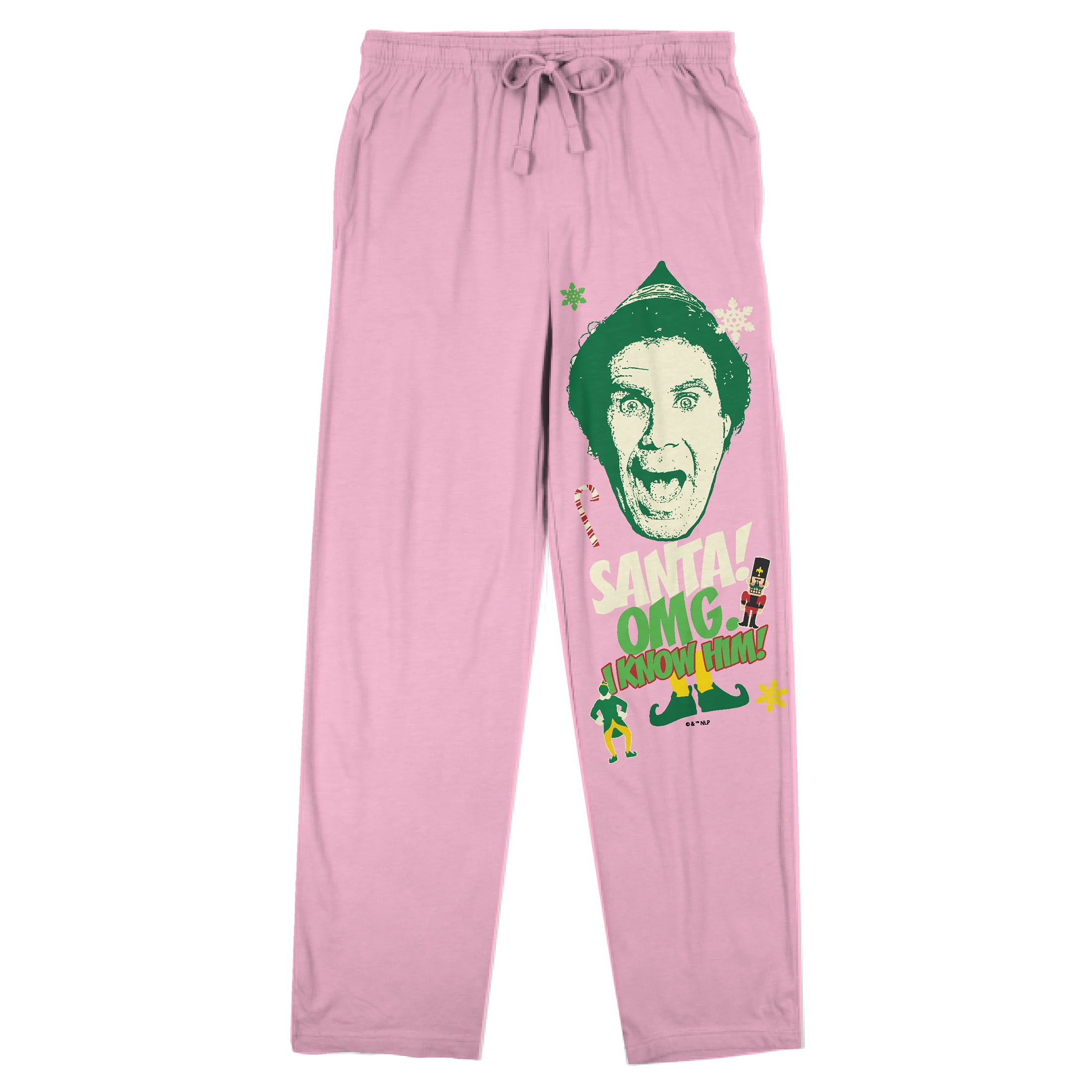 Elf Santa I Know Him Women's Pink Sleep Pajama Pants-Medium - Walmart.com