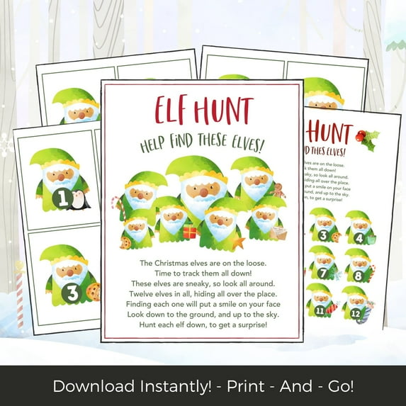 Elf Scavenger Hunt Christmas Games, Printable Christmas Games, Zoom ...