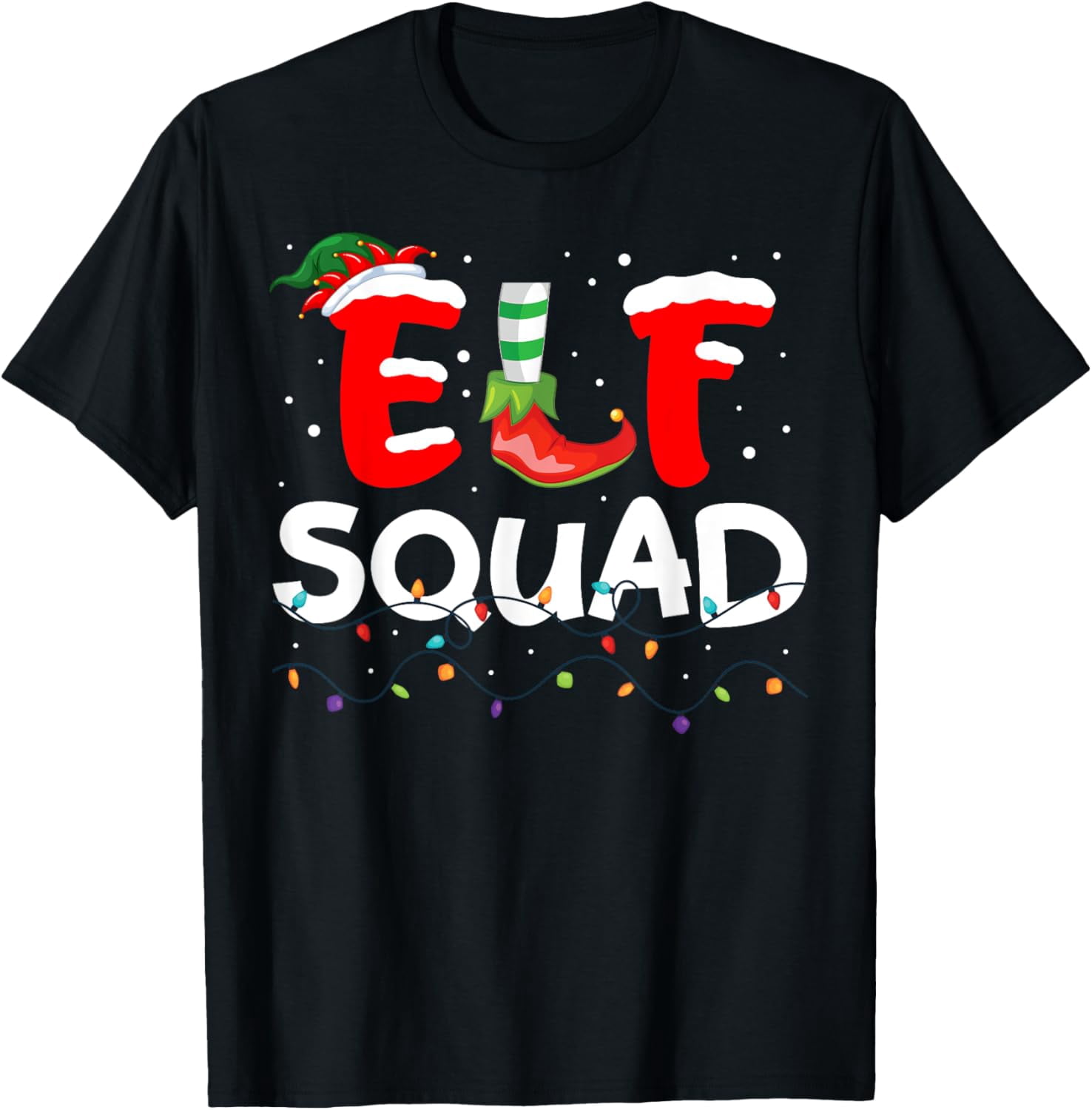 Elf Squad Cute Christmas Light Family Friends Reunion Match T-Shirt ...