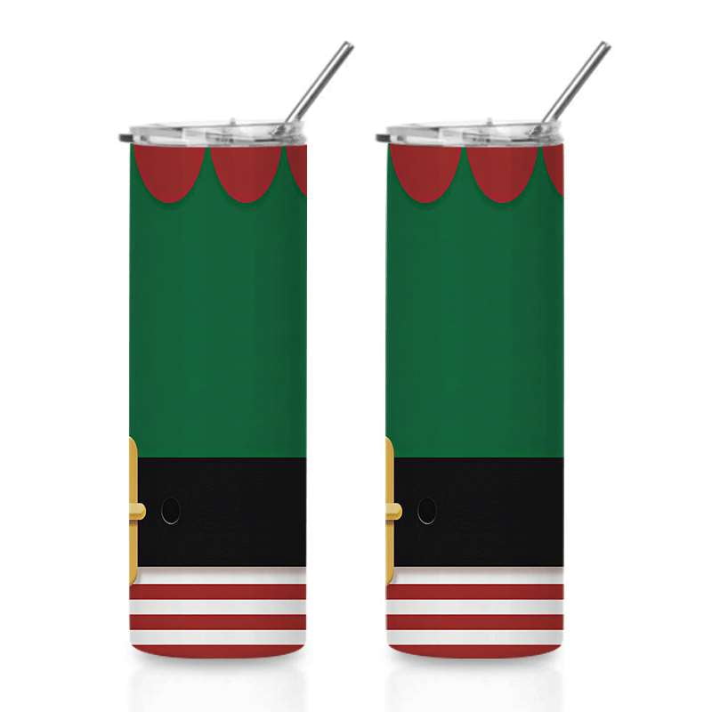 Elf Suit Christmas Skinny Tumbler, Narrow Neck Vacuum Insulated Travel ...