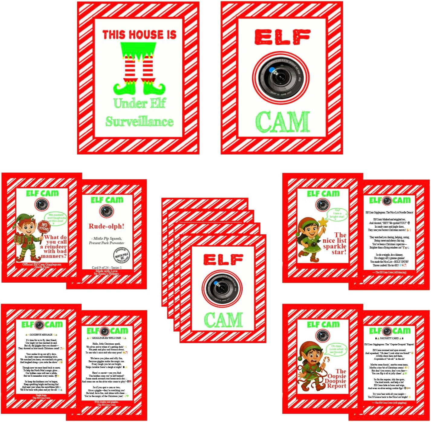 Elf Surveillance Magic Set – 32 piece set - Yard Sign with Wire Stake ...