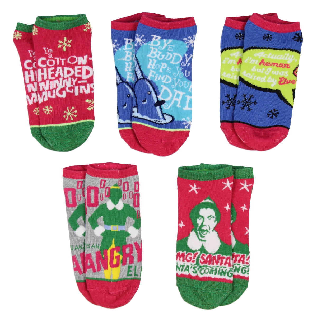 Elf The Movie Buddy The Elf Sayings 5 Pairs Of Mix And Match No Show ...