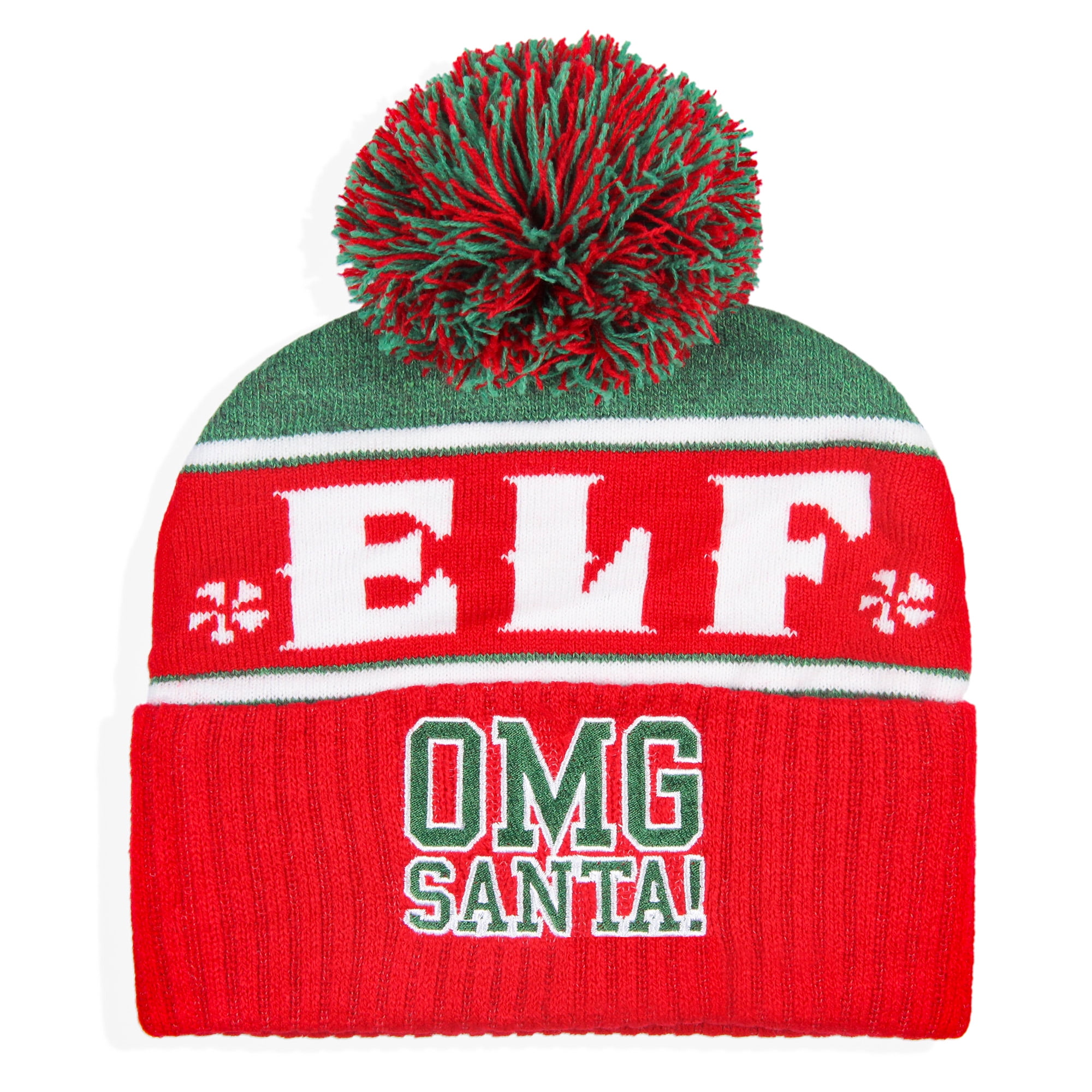 Elf The Movie - Buddy's OMG Santa! Embroidered Cuff Pom Christmas Adult ...