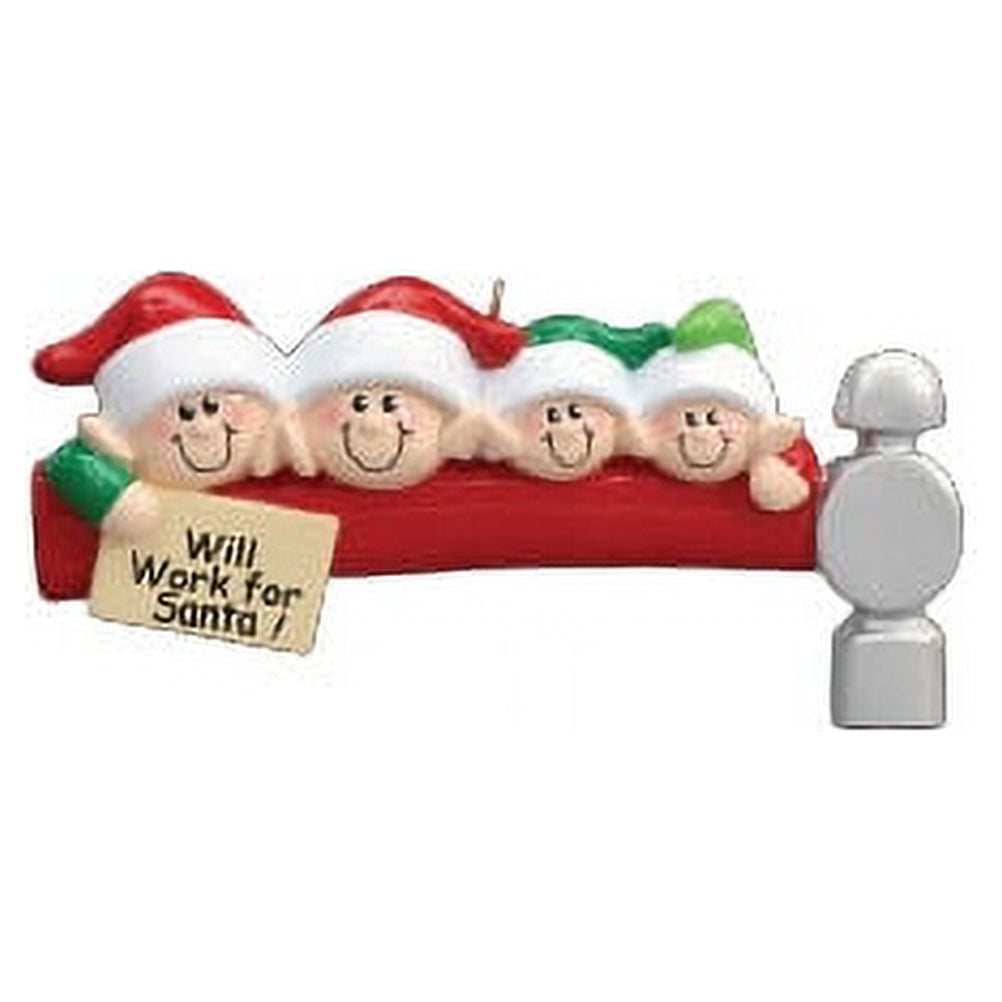 Elf Workers Family 4 Personalized Christmas Ornament DO-IT-YOURSELF ...