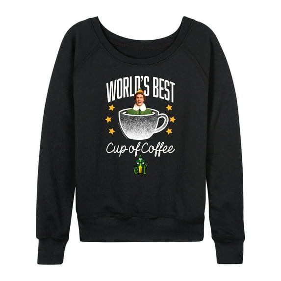 Elf - Worlds Best Cup Of Coffee - Women's French Terry Long Sleeve ...