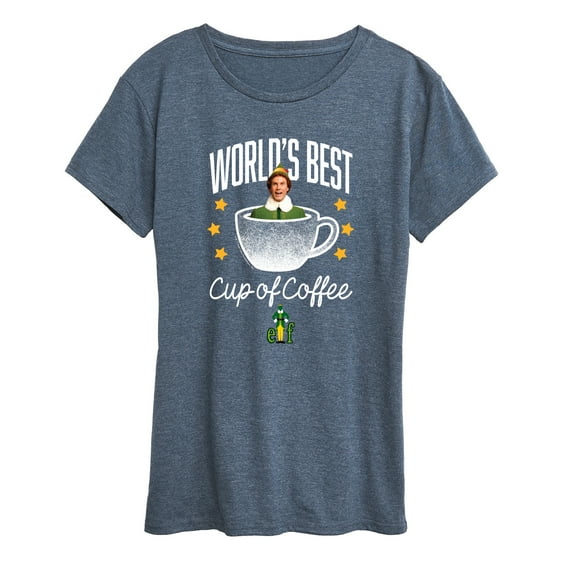 Elf - Worlds Best Cup Of Coffee - Women's Short Sleeve Graphic T-Shirt ...