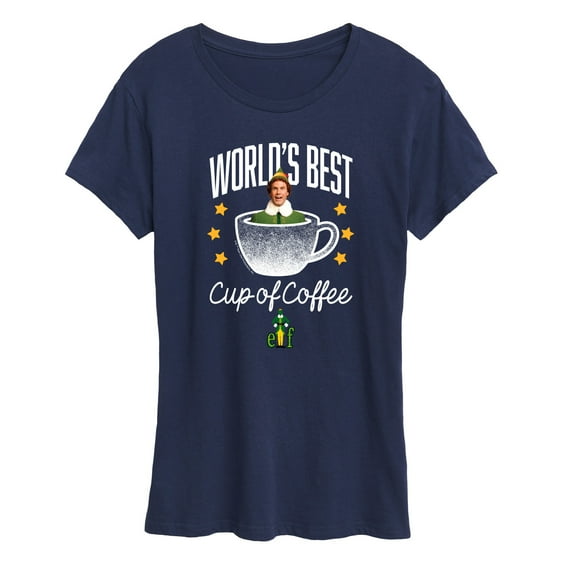 Elf - Worlds Best Cup Of Coffee - Women's Short Sleeve Graphic T-Shirt ...