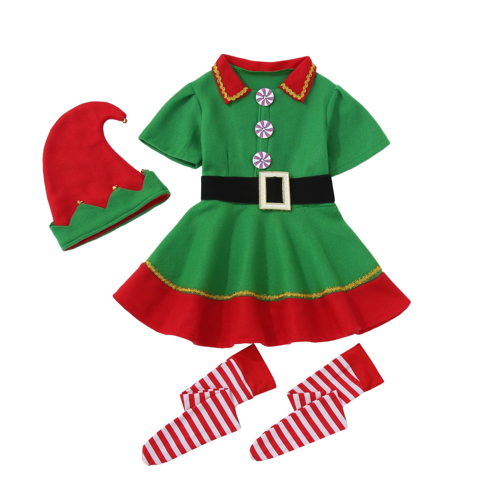 Elf for Kids Dress and Hat Socks Outfit Christmas Sets Party ...