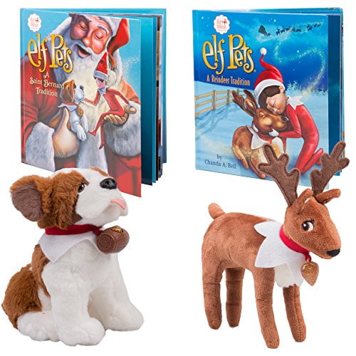 Elf on The Shelf Pet Pack - Reindeer & Saint Bernard Elf Pets in Santa ...