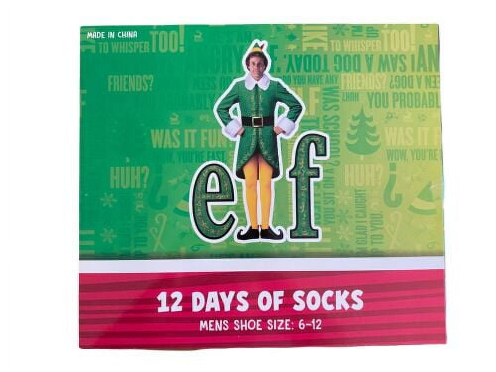 Elf the Movie Men's Christmas Socks, 12 Days Set, 6 Crew and 6 No Show ...