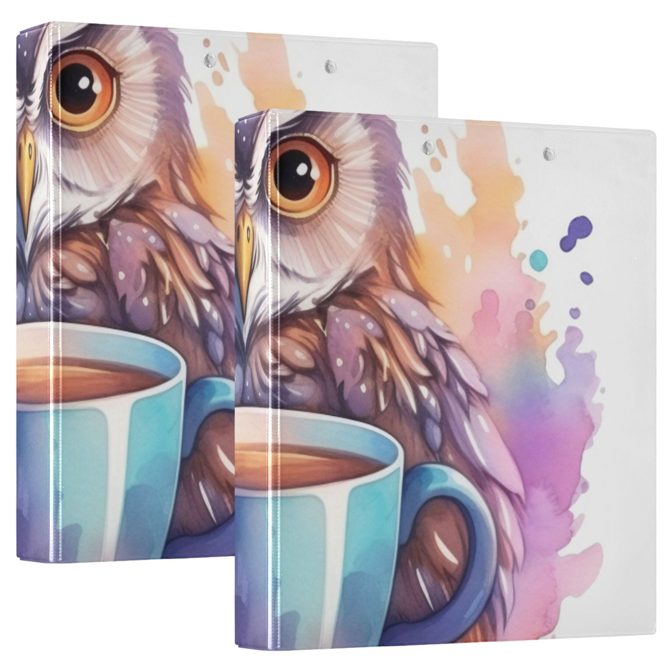 Elflon Cup Coffee 3 Ring Binders 1.5 inch Hardcover File Folders with ...