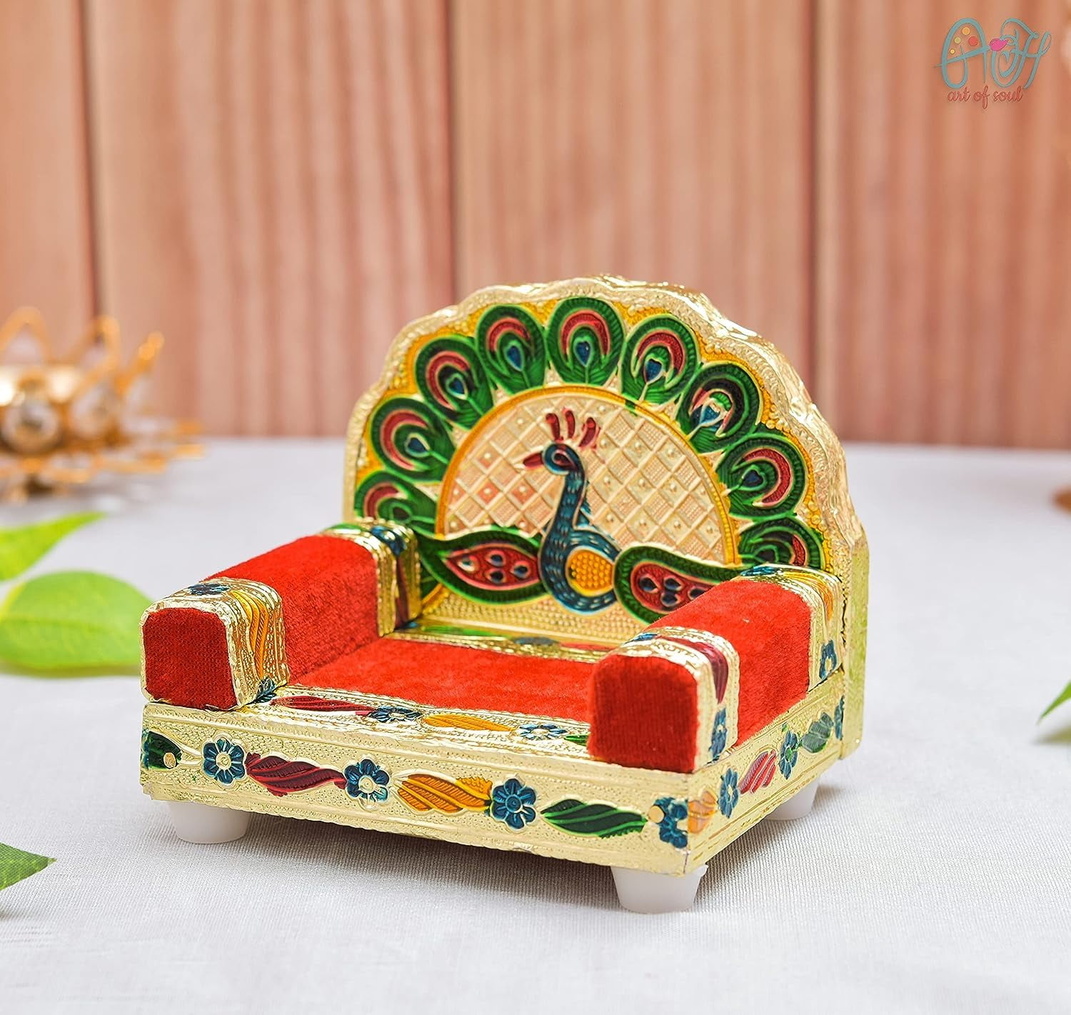 Elga CREATIE Wooden Singhasan for Laddu Gopal Handcrafted Krishna Ladoo ...