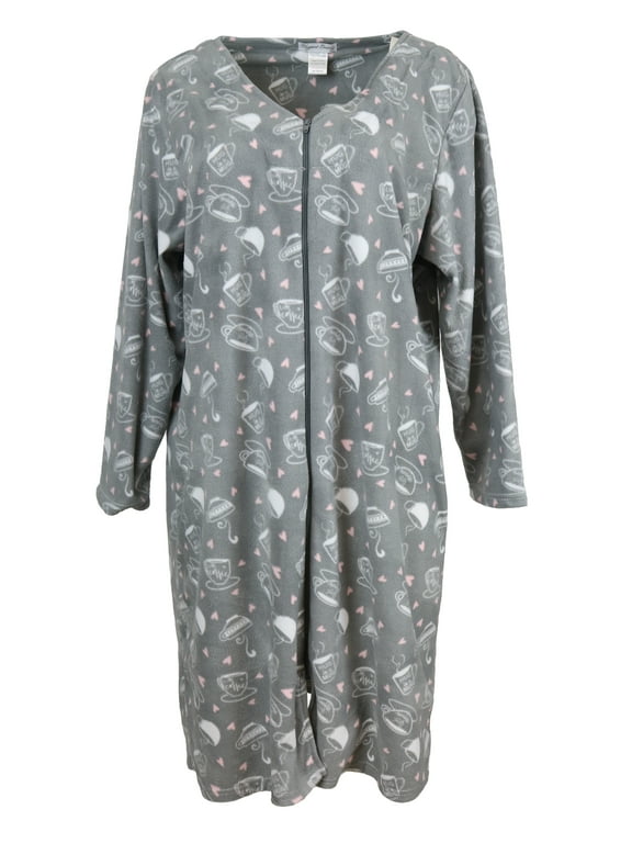 Elgant Emily Women's 100% Polyester Fleece Zipper Front Duster Robe ...