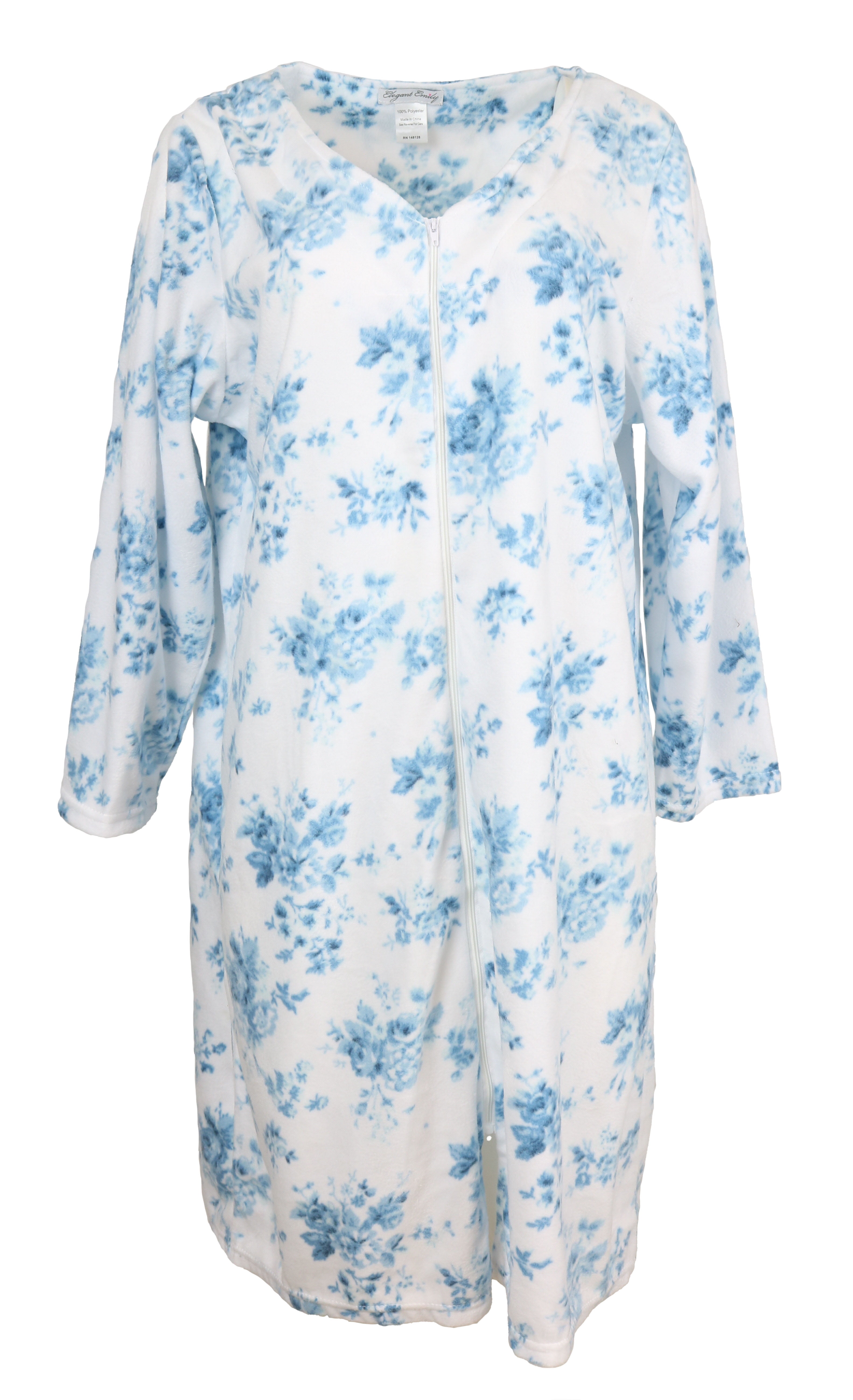 Elgant Emily Women's 100% Polyester Fleece Zipper Front Duster Robe ...