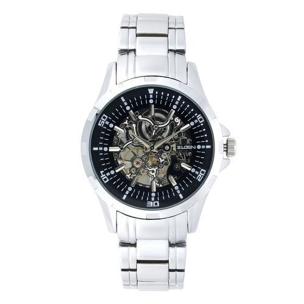 Elgin Adult Male Analog Wristwatch in Silver with Full Skeleton Dial ...