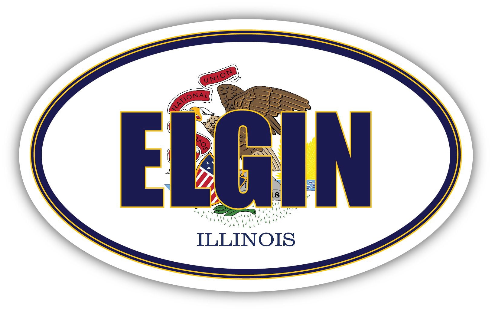 Elgin City Illinois State Flag | IL Flag Kane County Oval State Colors ...