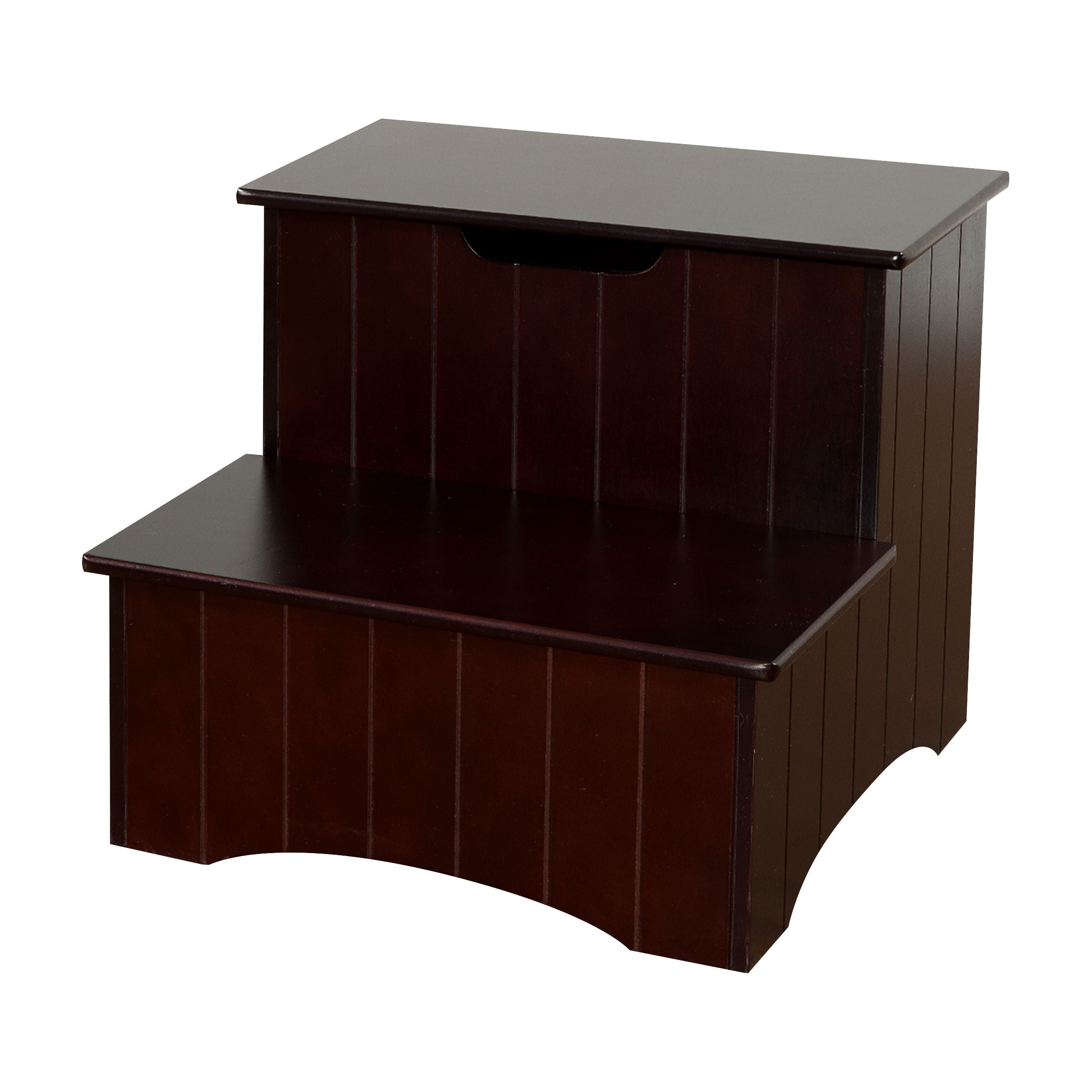 Elgin Contemporary Wooden Bedroom Step Stool with Storage, Cherry ...