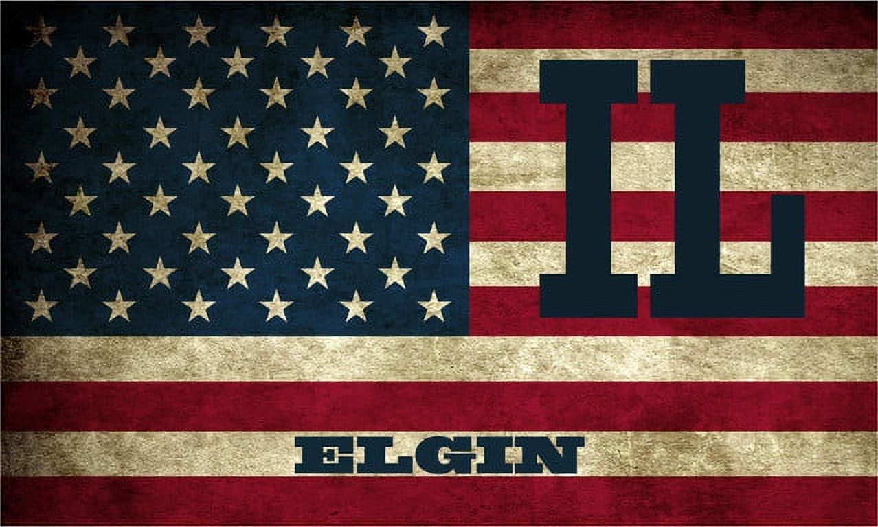 Elgin IL Illinois Kane County Vintage US Flag Decal Bumper Sticker 3M ...