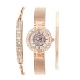 Elgin Ladies Round Dial Rose Gold Watch Set with 2 Matching Bracelets ...