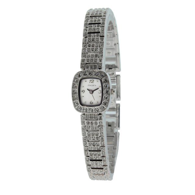 Elgin Women's Silver Tone full stone Dress Watch EG8096 - Walmart.com