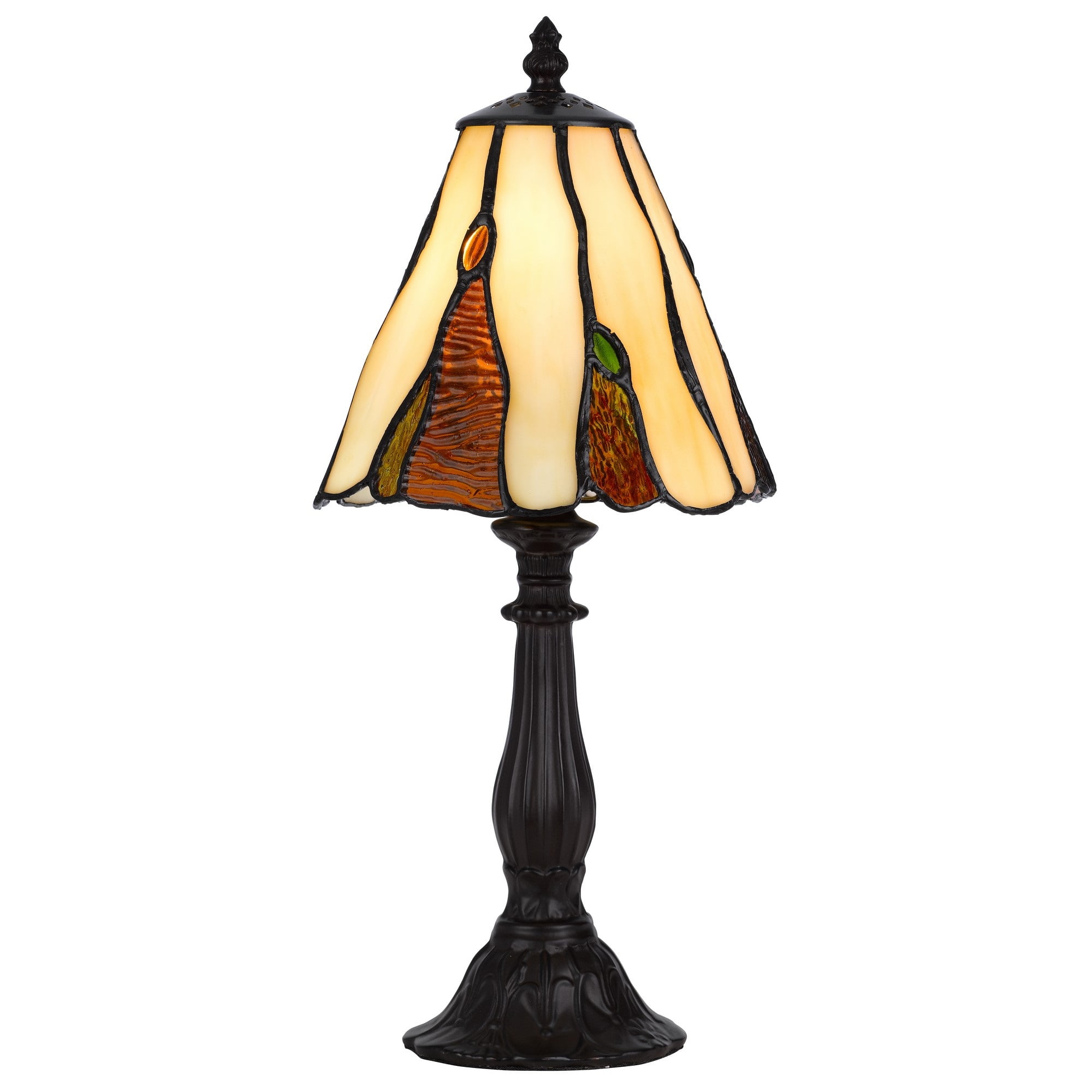 Eli 14 Inch Accent Lamp, Scalloped Stained Tiffany Style Shade, Dark ...