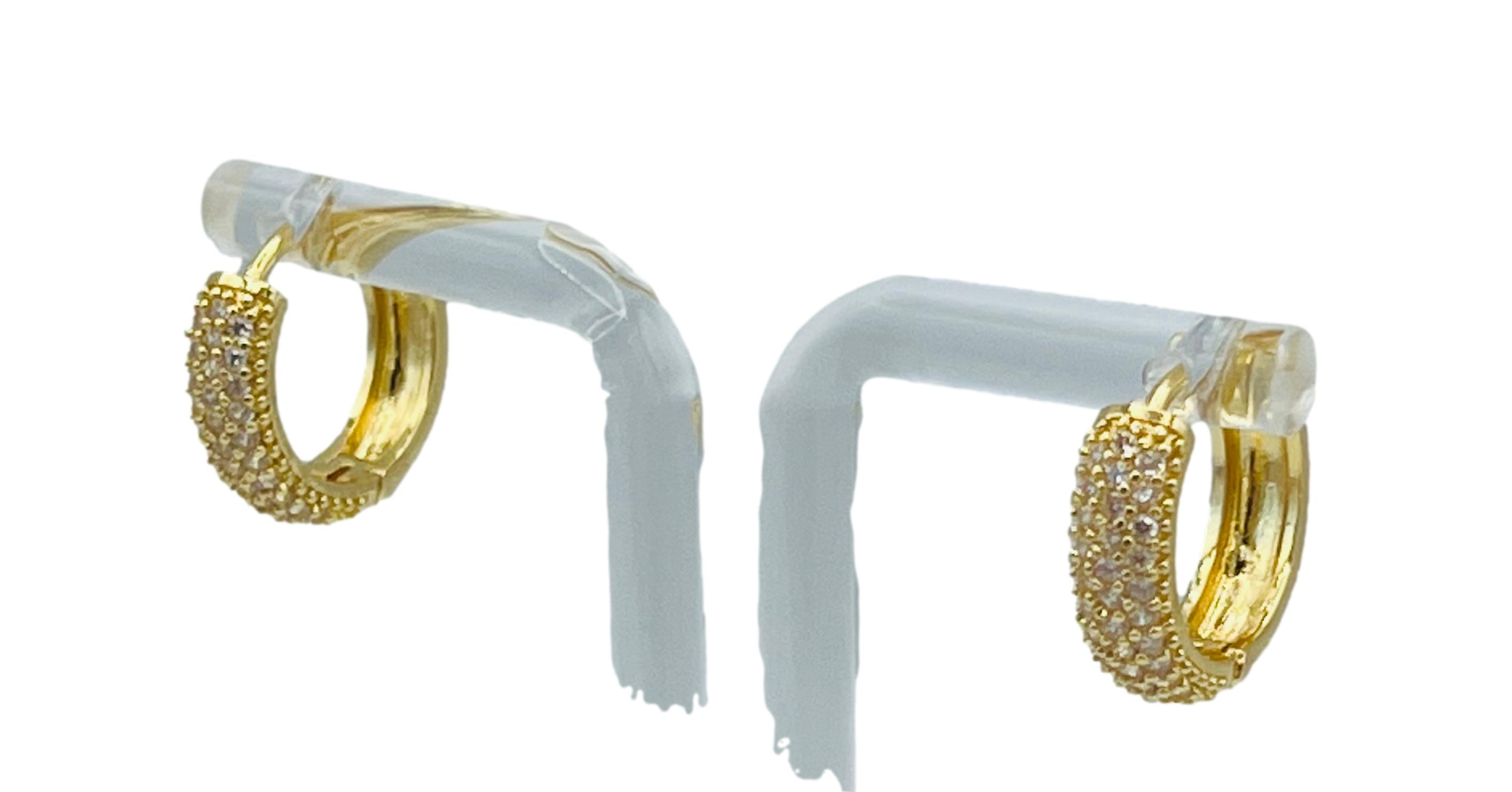 Eli K 18MM Gold Plate & CZ Pave Huggie Hoops - Walmart.com