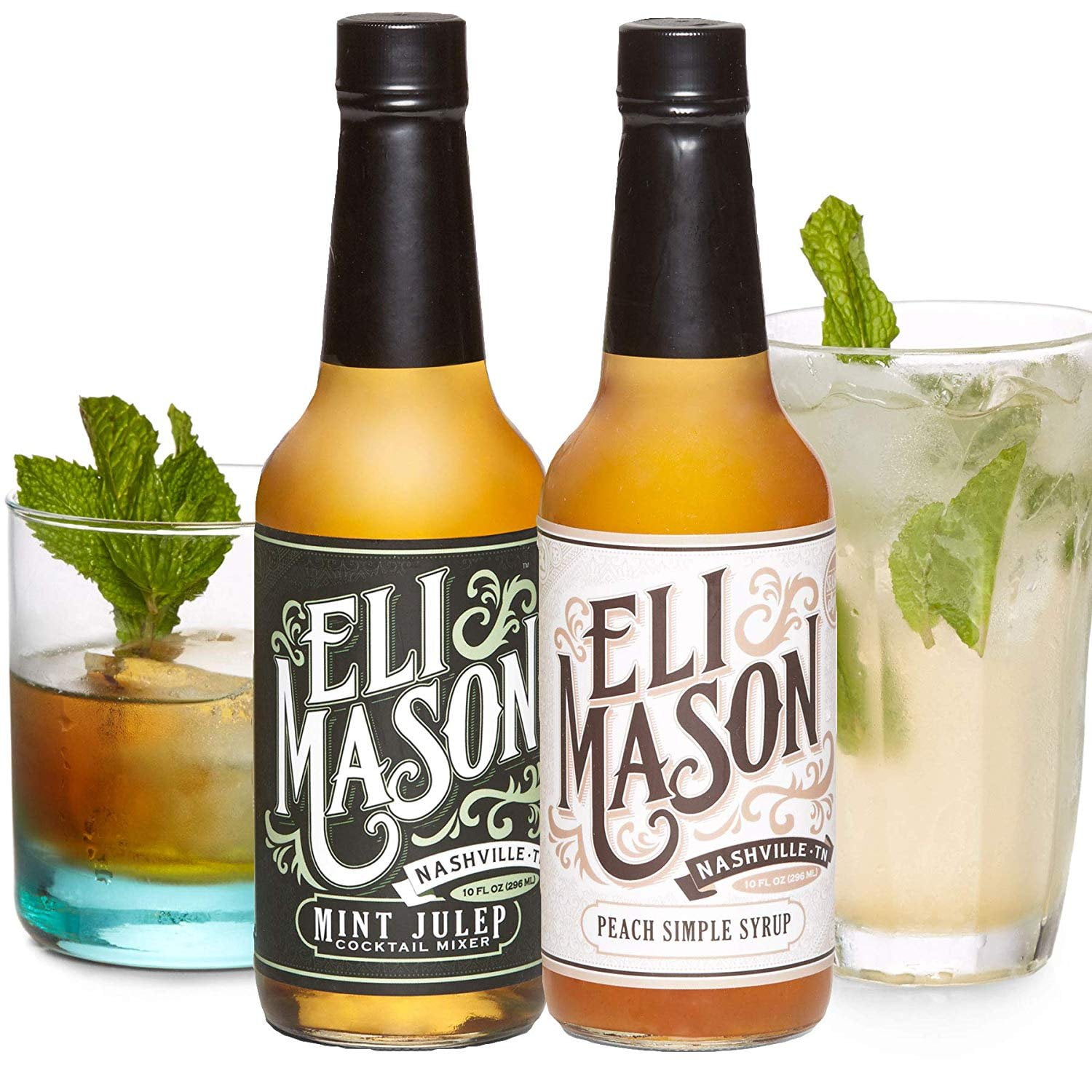 Eli Mason Cocktail Mixer Set - Mint Julep Cocktail Mix & Peach Cocktail ...