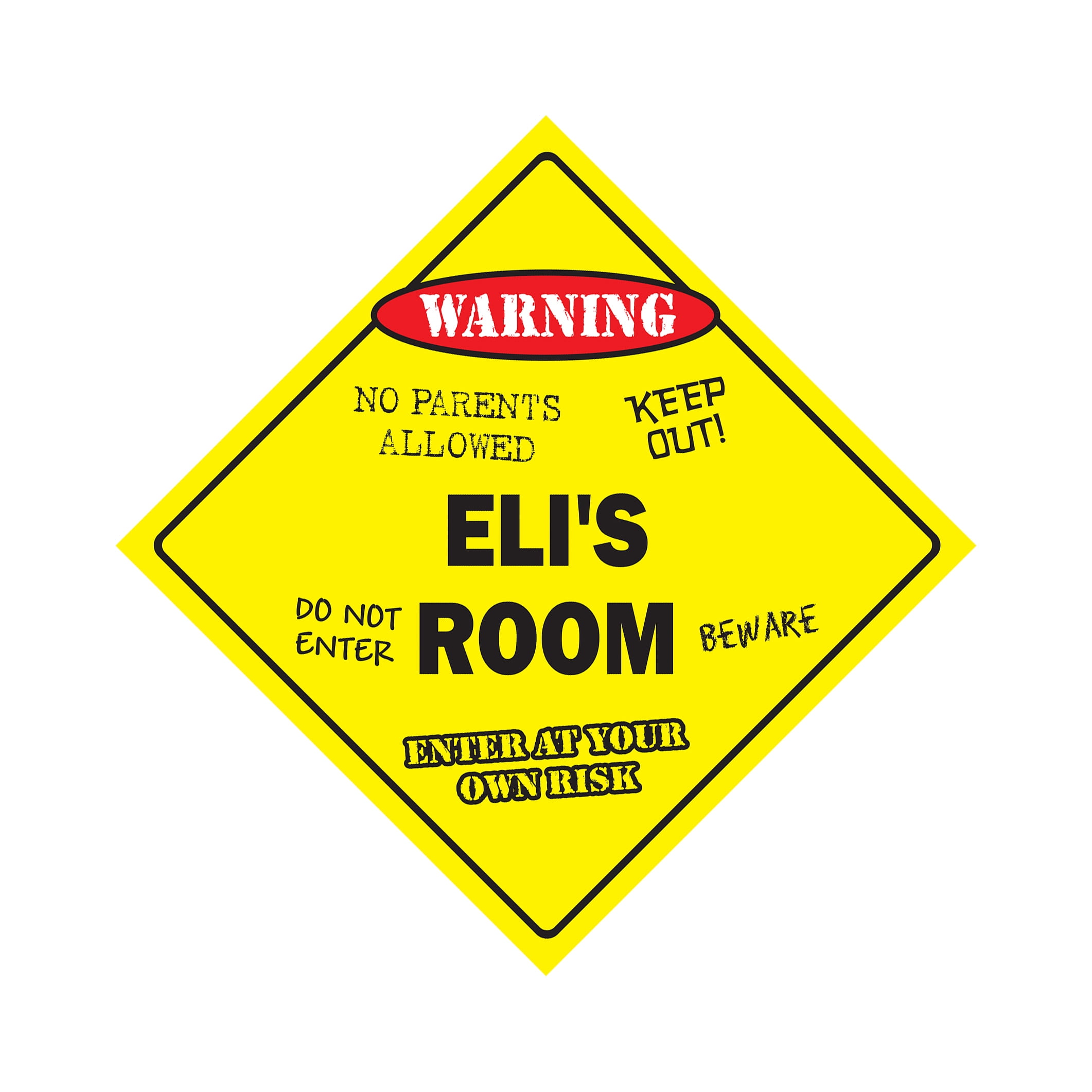 Eli's Room Sign Crossing Zone Xing | Indoor/Outdoor | 14" Tall kids bedroom decor door children ...
