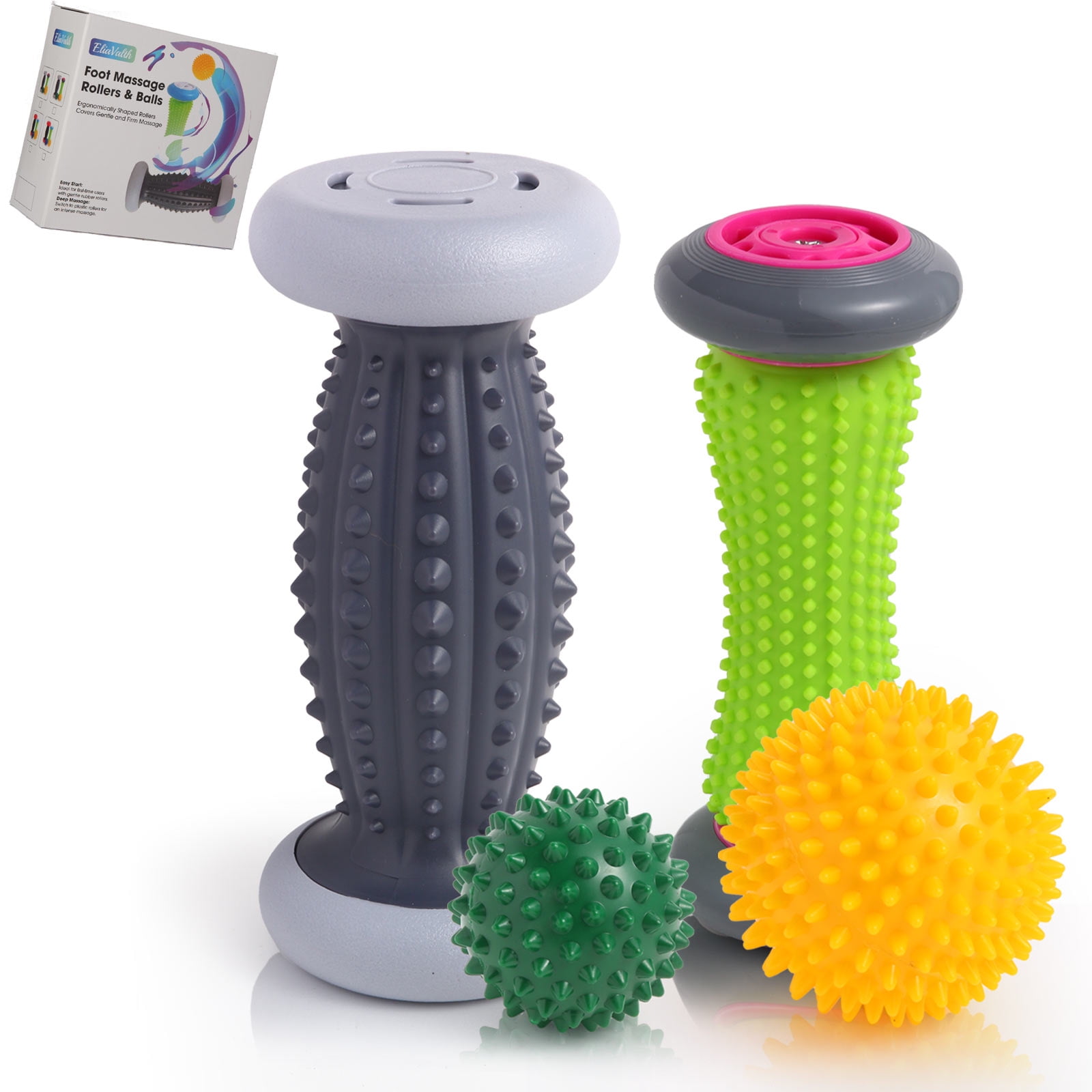 EliaValth Foot Roller, Massage Ball for Plantar Fasciitis Relief, Spiky ...
