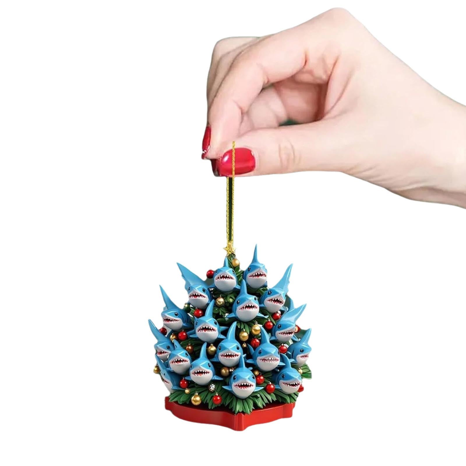 Eliaeconx Acrylic Christmas Tree Pendant, Shark Design Stackable ...