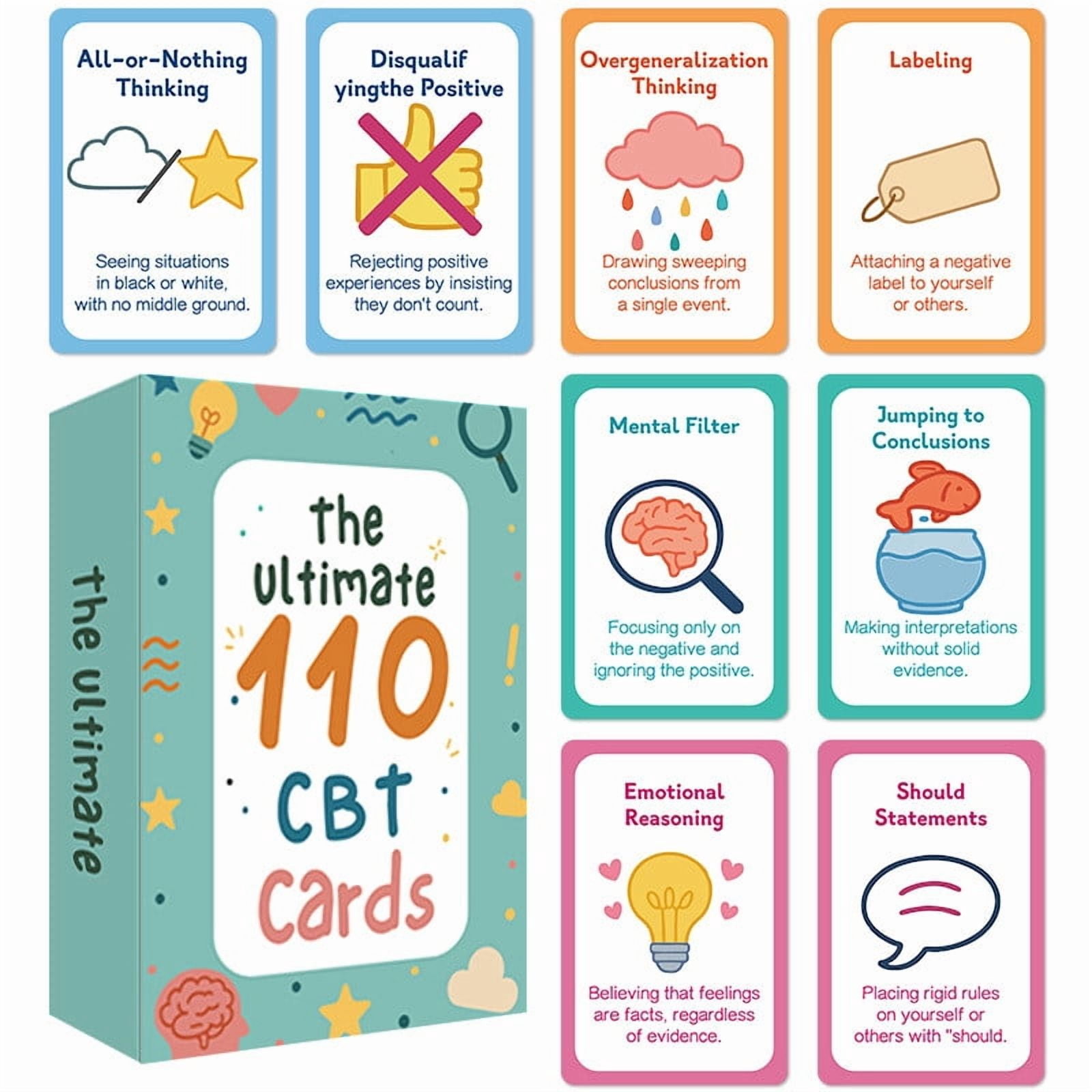 Eliaeconx Cards Games, Mental Health Flashcards, 110 Pcs Cards ...