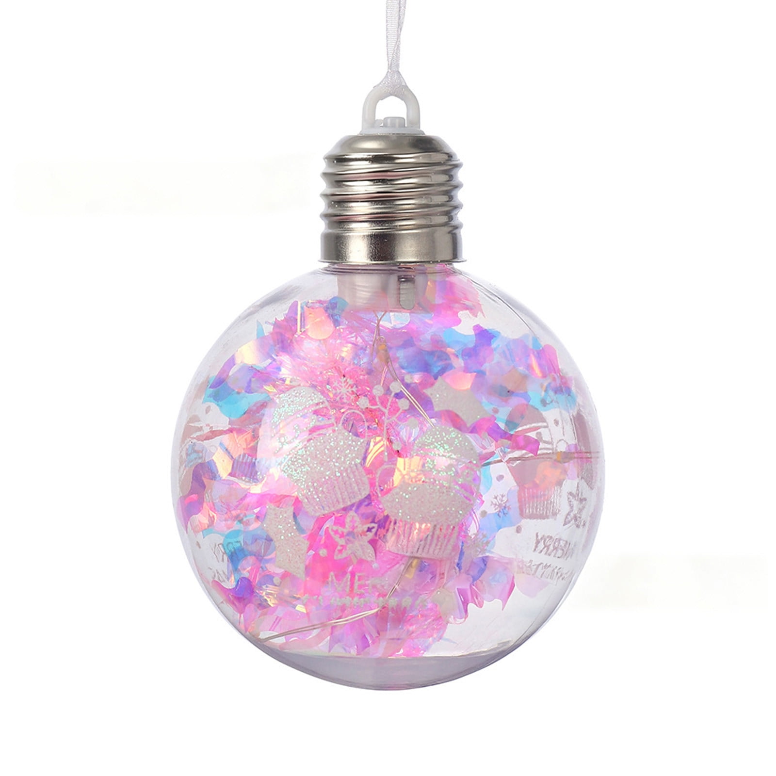 Eliaeconx Christmas Bulb Ornaments, Glittery Light Up Decor, 5-Pack ...