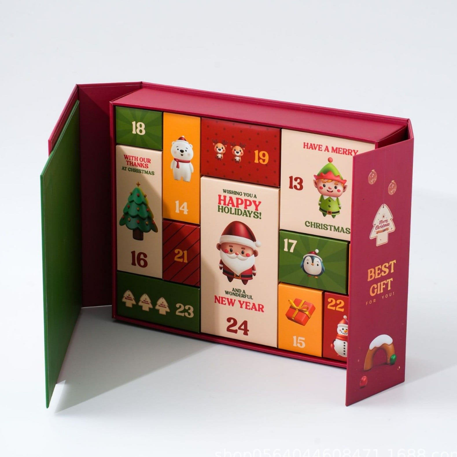 Eliaeconx Empty Christmas Advent Box, 12-Day Countdown Calendar Storage ...