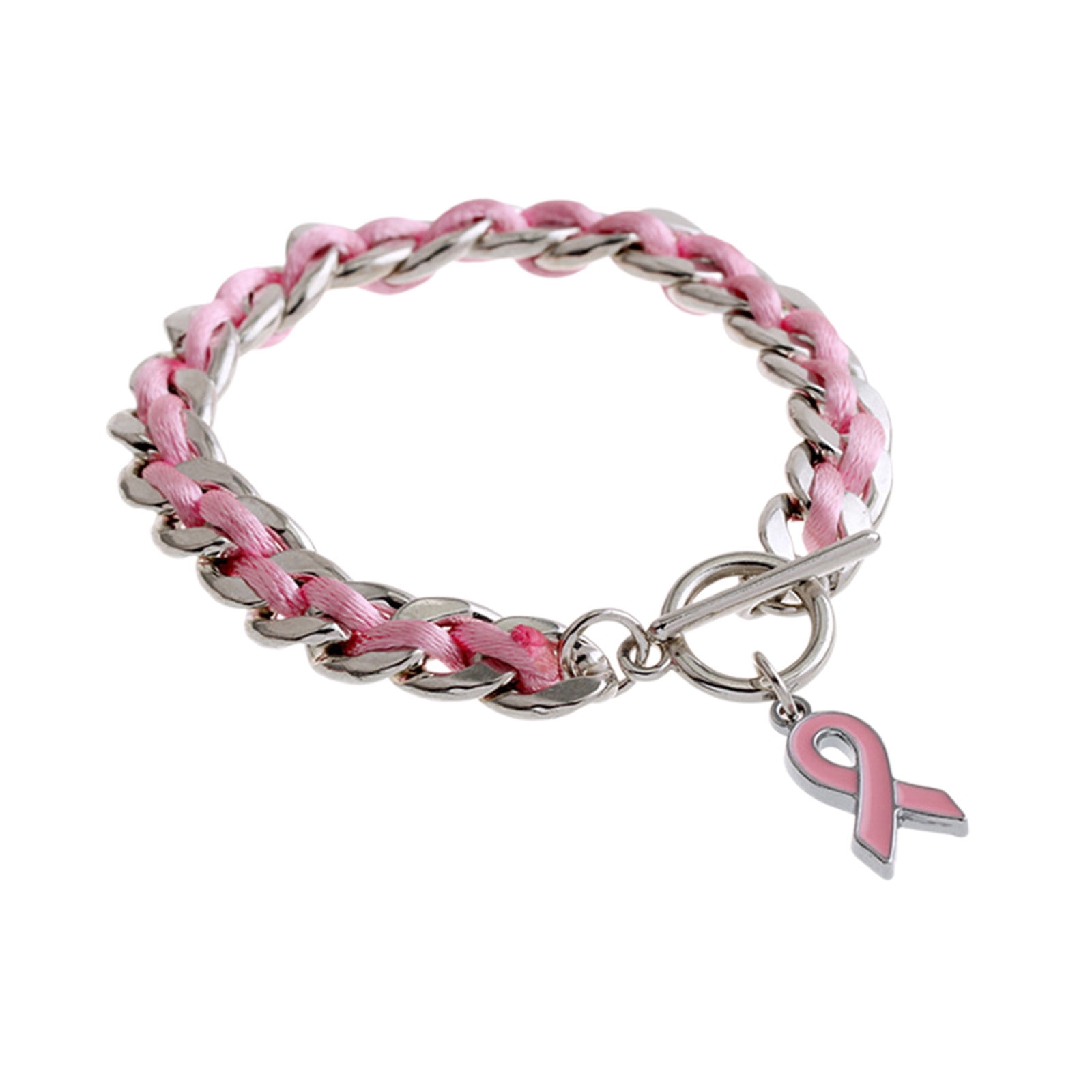 Eliaeconx Pink Ribbon Bracelet, Chain Woven Charity Jewelry, Adjustable ...