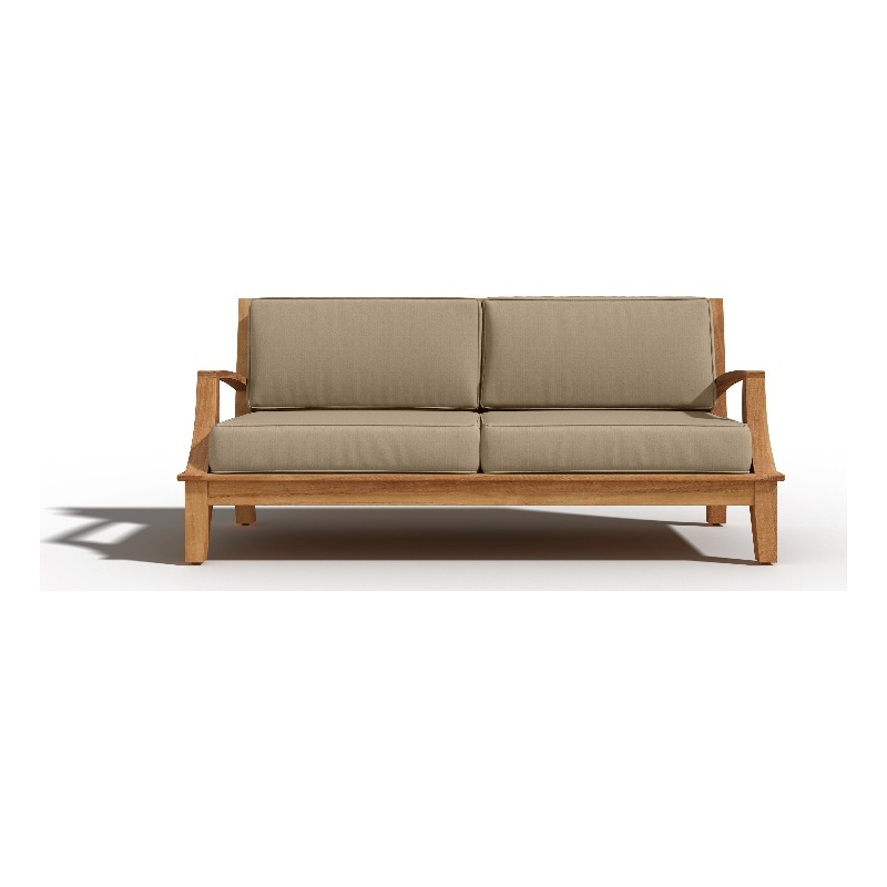 Eliane Teak Deep Seating Outdoor Sofa with Cushion in Fawn - Walmart.com