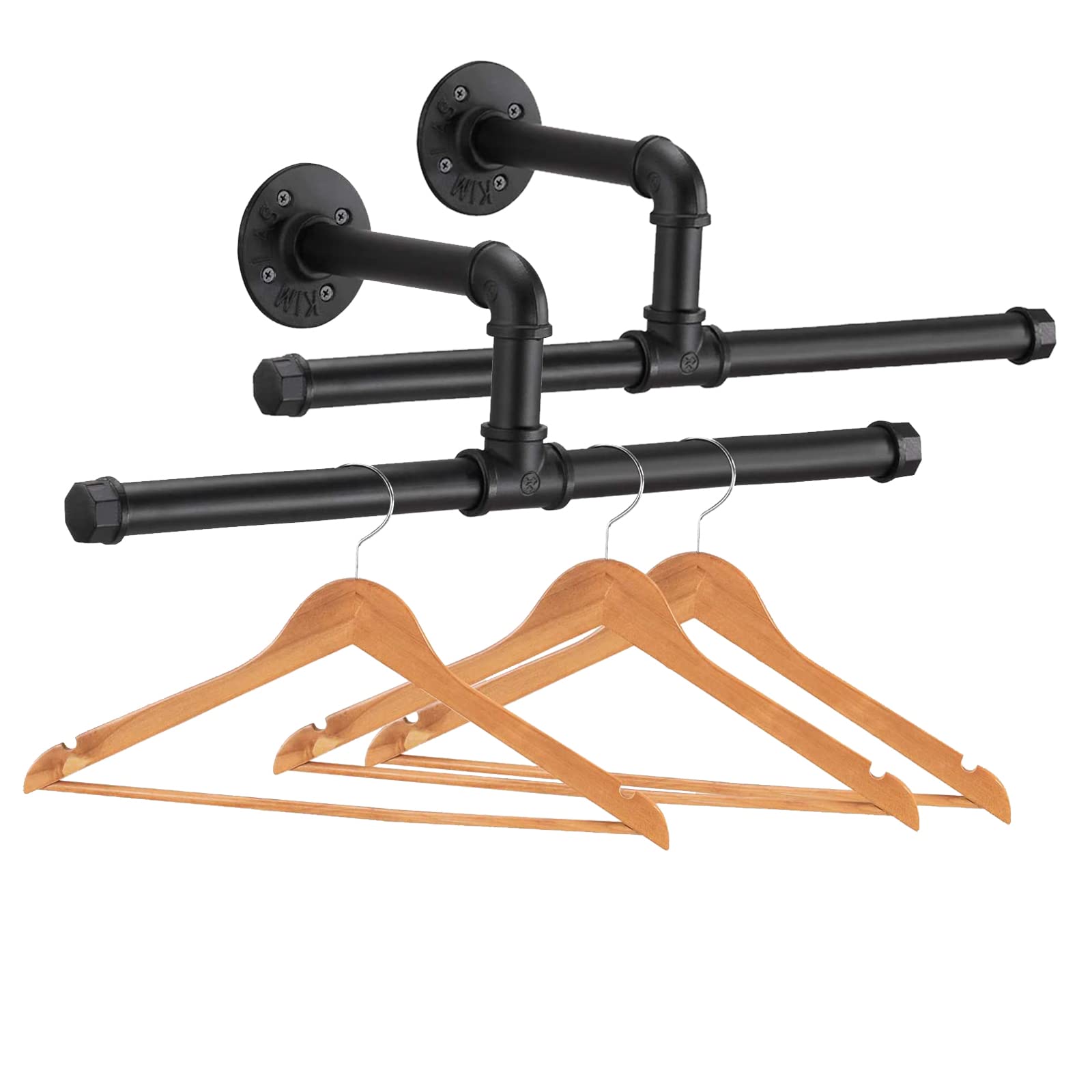 Elibbren Industrial Pipe Floating Clothing Rack Wall Mounted ...