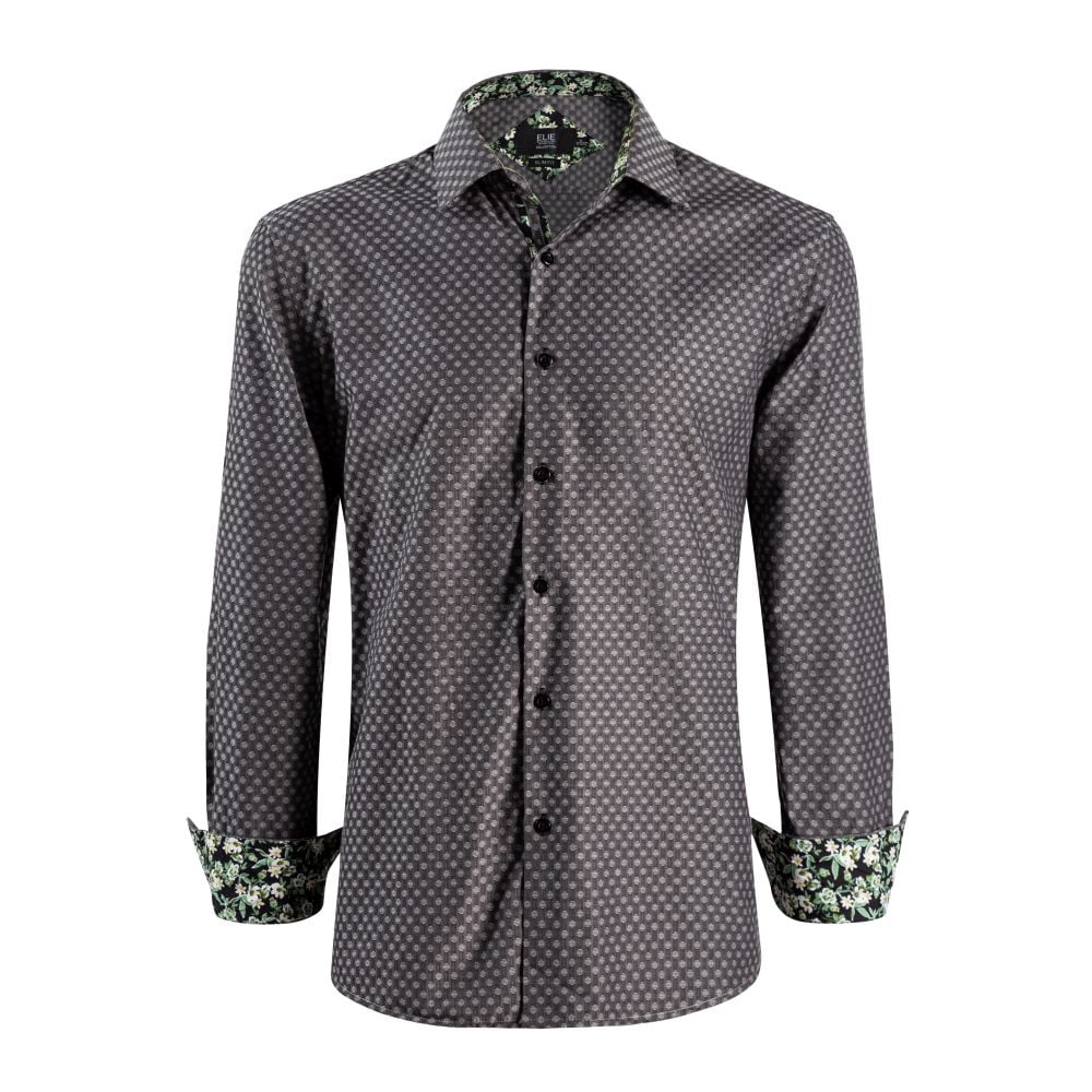 Elie Balleh Boy's Grey Slim Fit Jacquard Dot Button-Down Shirt ...