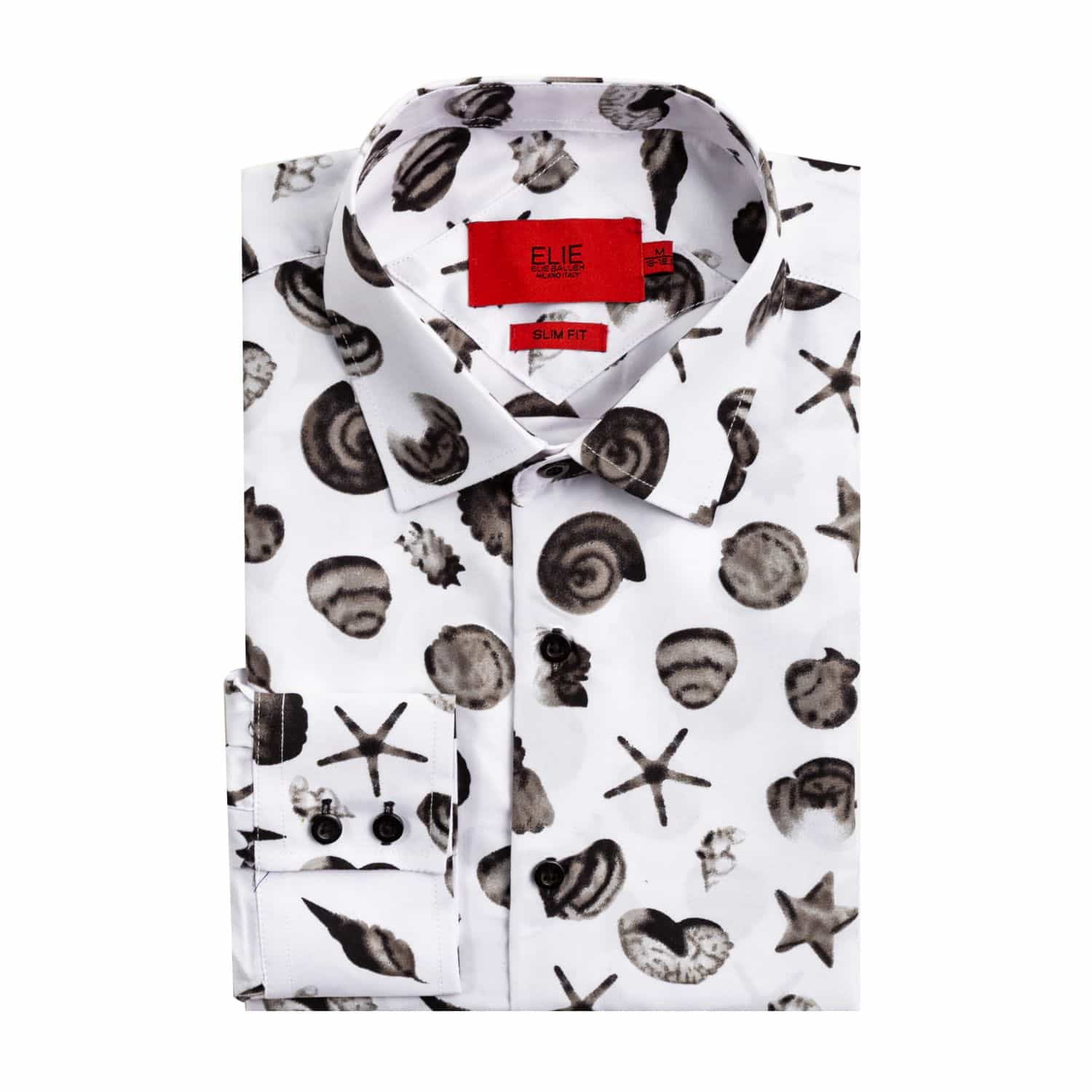 Elie Balleh Boy's White Slim Fit Sea Shell Print Shir - Walmart.com