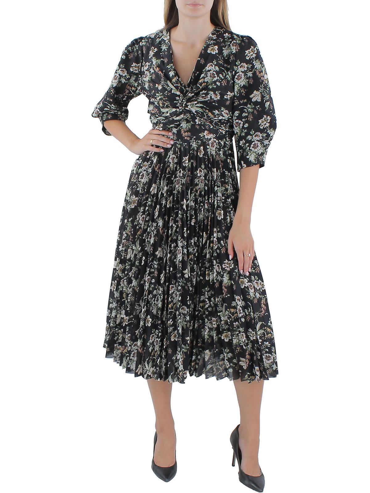 Elie Tahari Womens Floral Print Faux Wrap Midi Dress - Walmart.com